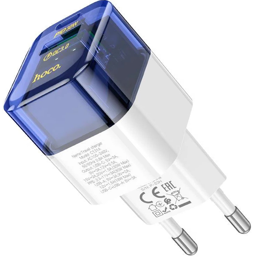 Зарядний пристрій Hoco Platinum dual-port C131A 1USB/1Type-C, 30W/3A ...