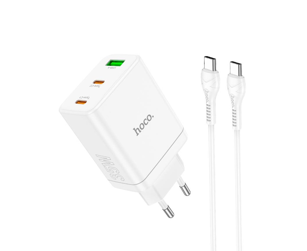 Зарядний пристрій Hoco Type-C to Type-C Cable Start three-port charger ...